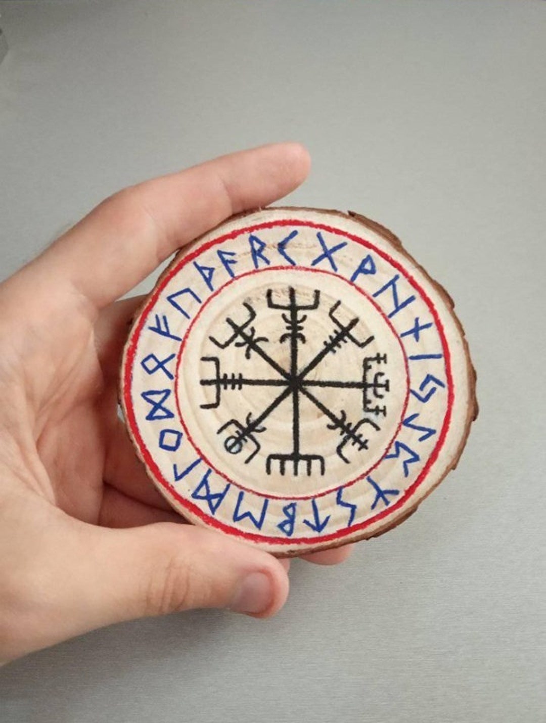 Vegvisir, Viking Compass Wood Slice Painted - Etsy