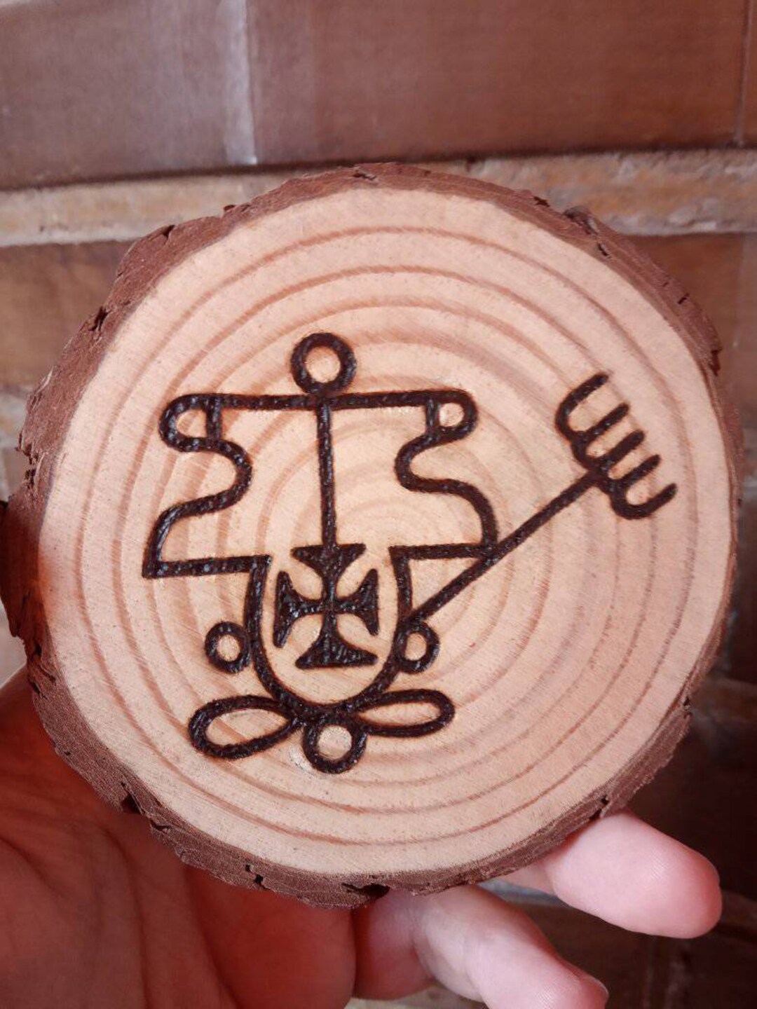 Purson Sigil wood burned by hand seal spirit Goetia size - Etsy México