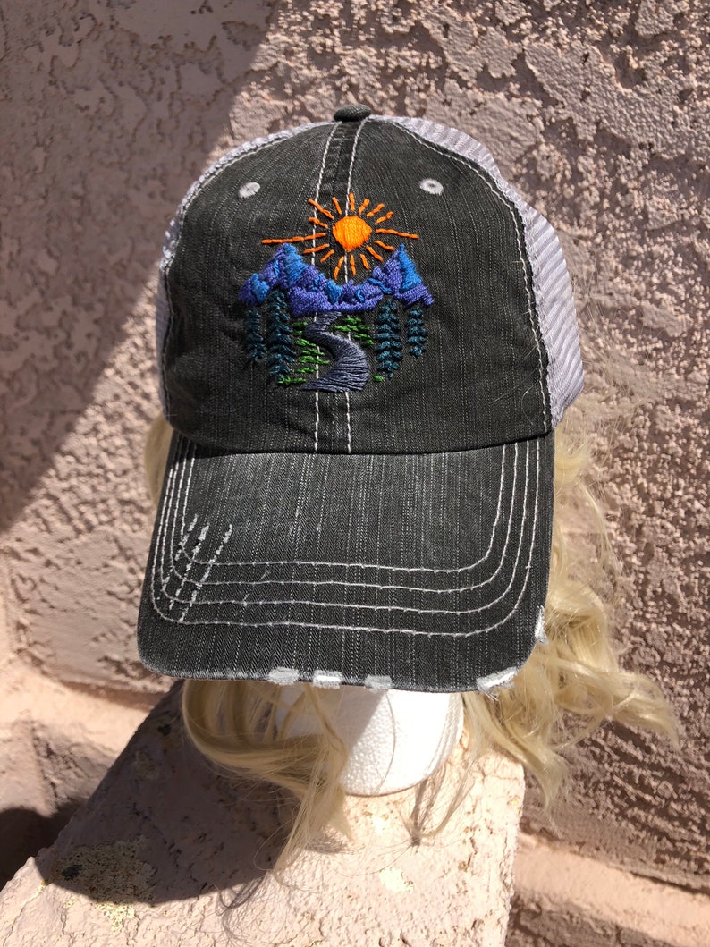 Embroidered Mountain Cap Camper Cap. Hiking Hat Outdoor Life | Etsy