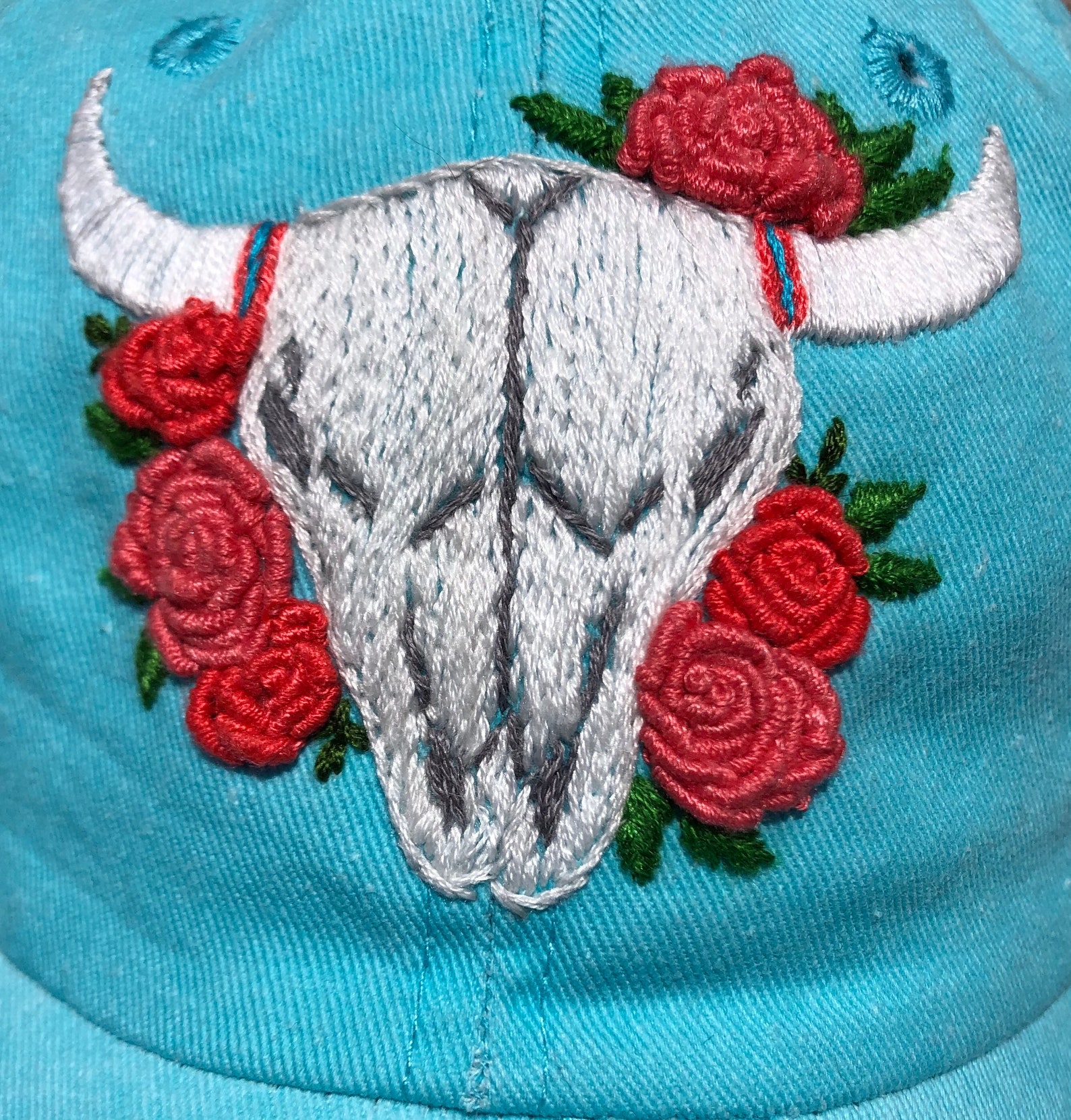 Embroidered Steer Skull Hat Steer Skull Cap Southwest Hat - Etsy UK