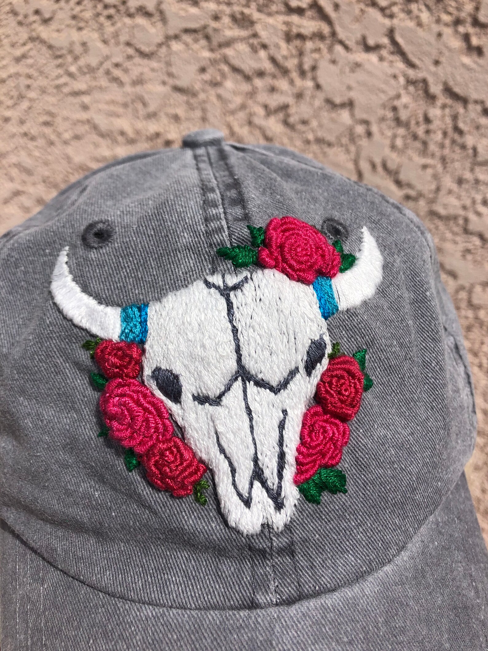 Embroidered Steer Skull Hat Steer Skull Cap Southwest Hat - Etsy UK