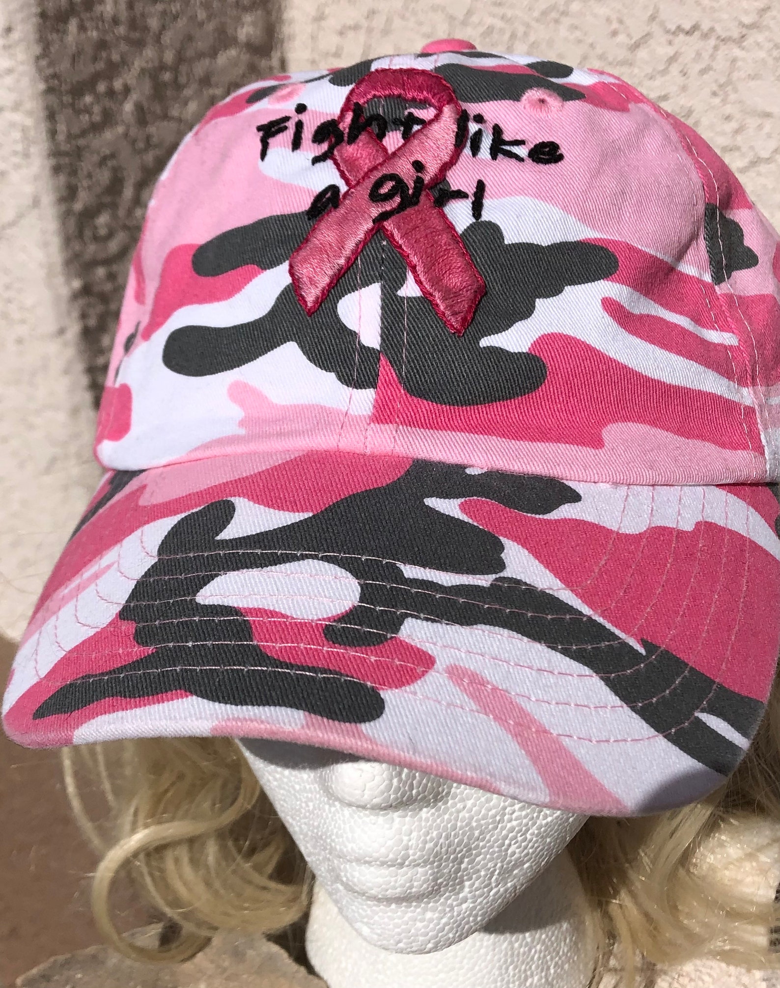 Embroidered Pink Awareness Ribbon Cap Breast Cancer Cap - Etsy