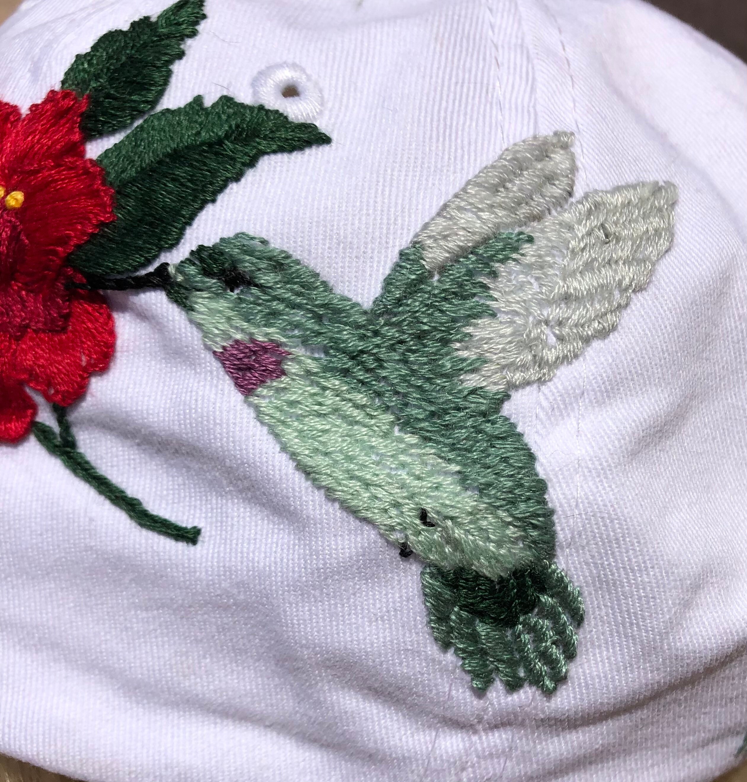 Hummingbird hat embroidered hummingbird hummer hat floral e | Etsy