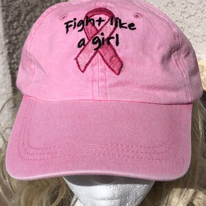 Embroidered Pink Awareness Ribbon Cap, Breast Cancer Cap, Women’s ...