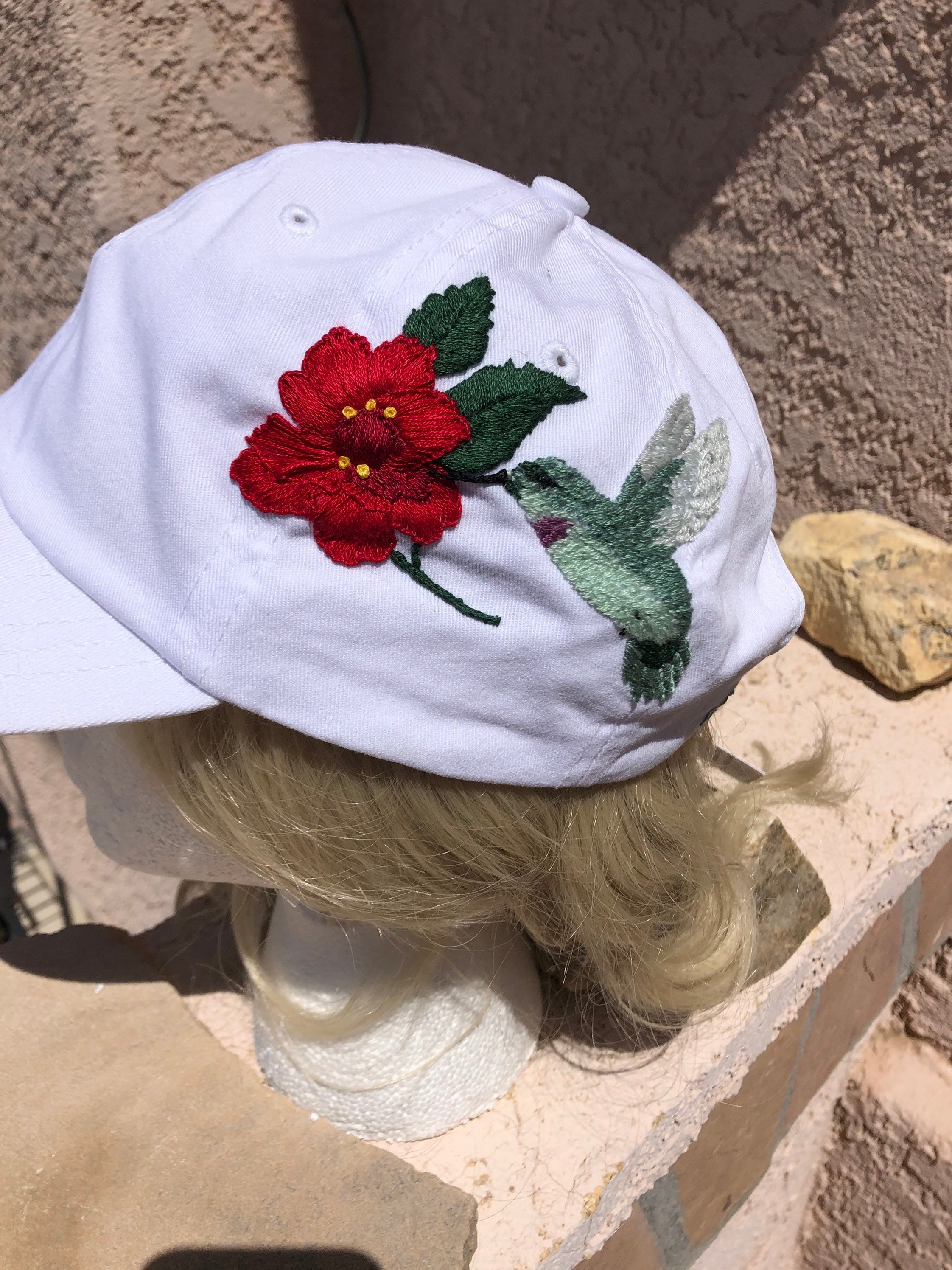Hummingbird hat embroidered hummingbird hummer hat floral e | Etsy