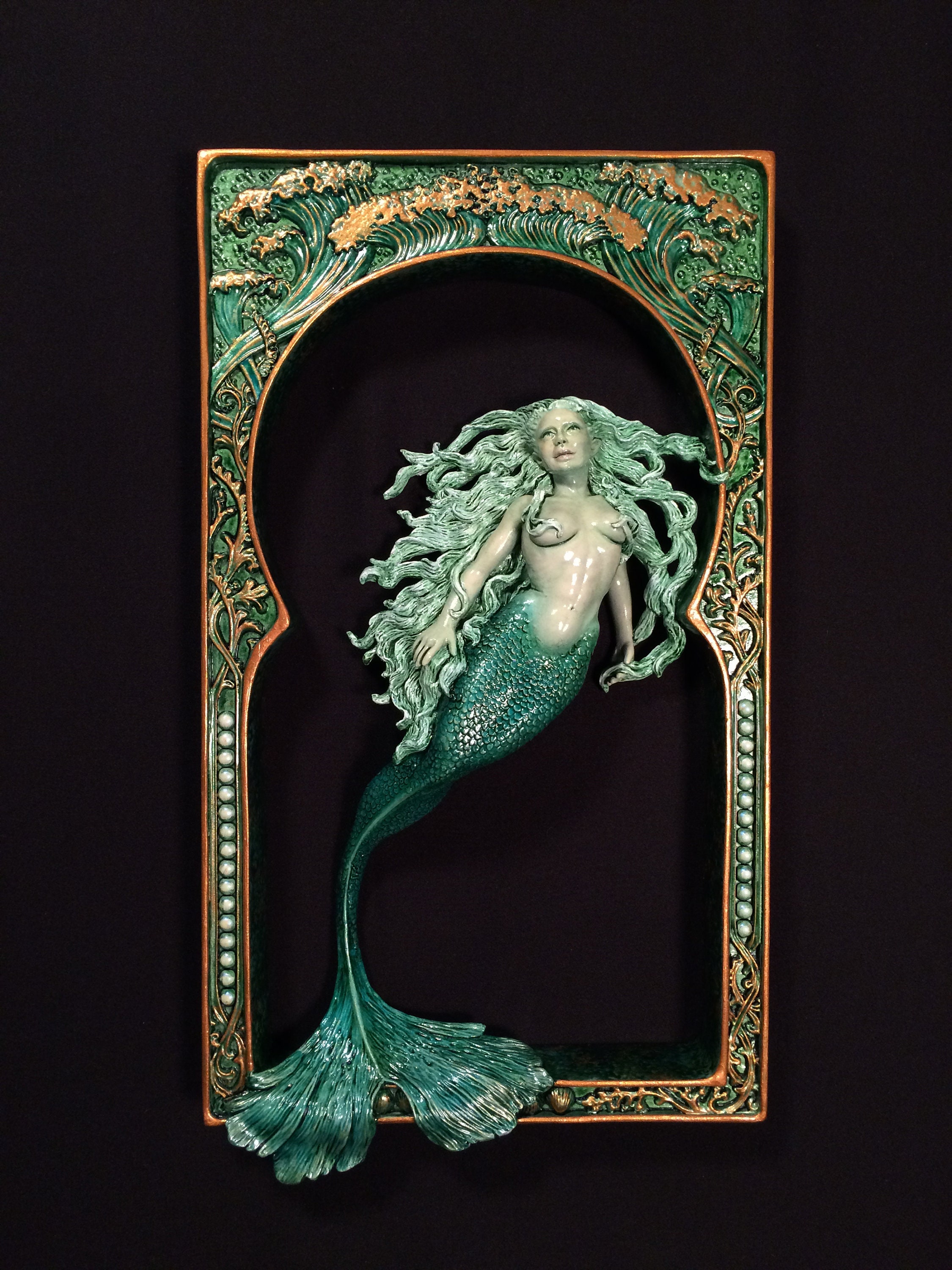 Marin - 12.5" Mermaid Wall Hanging - Cast Hand Sculpted Figurine ...