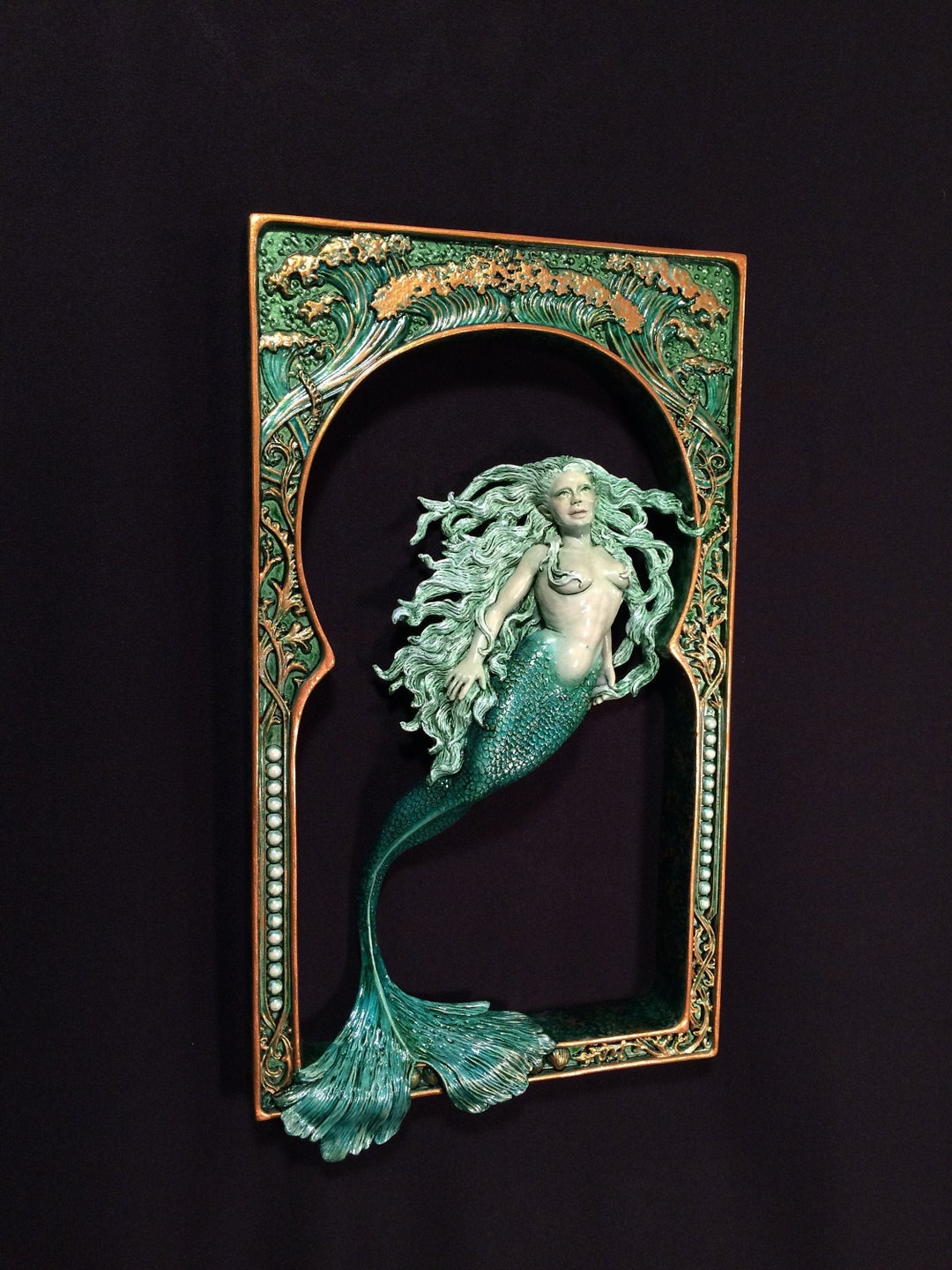 Marin - 12.5" Mermaid Wall Hanging - Cast Hand Sculpted Figurine ...