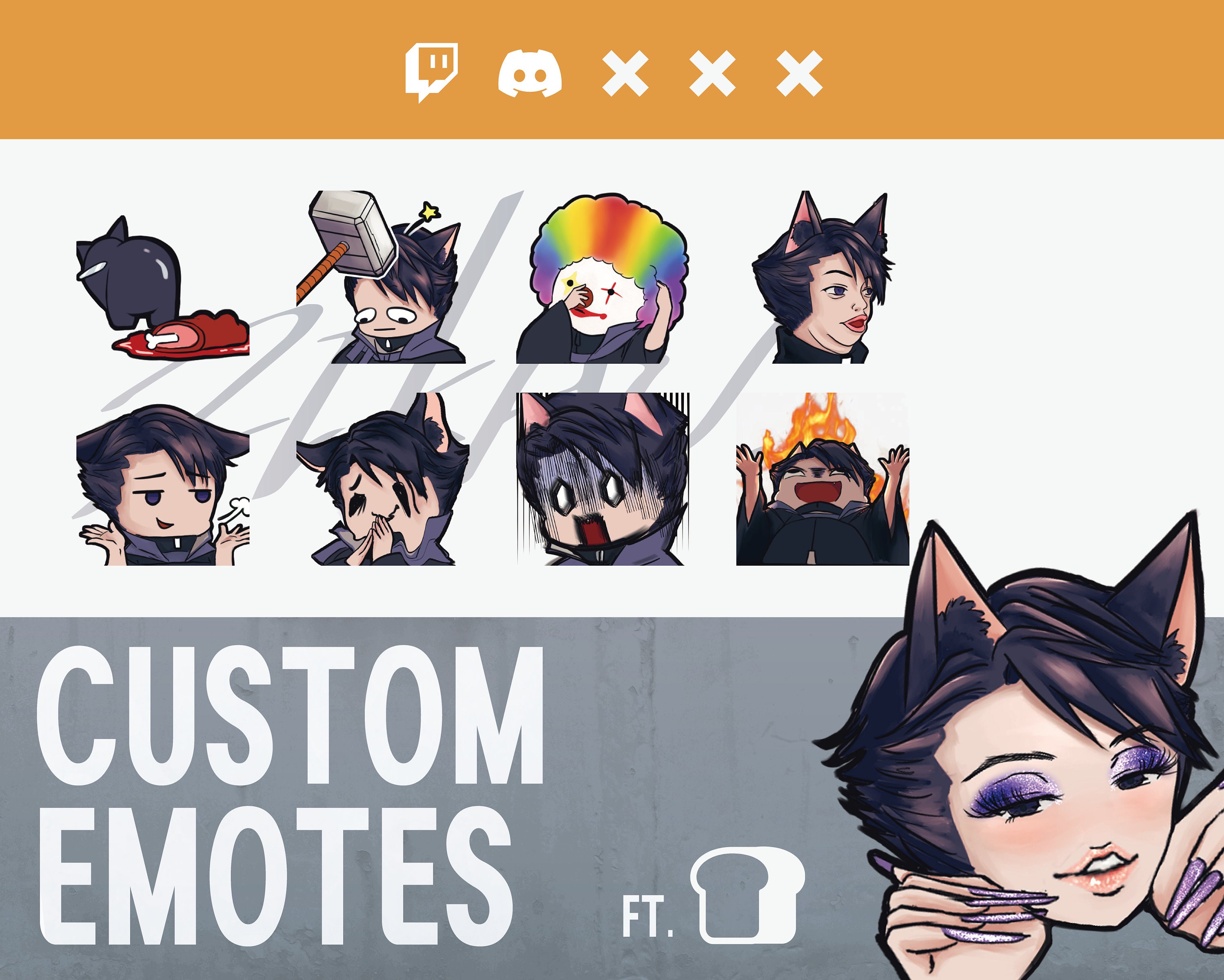 Animated Vtuber Custom Emotes Badges Emojis Pack twitch - Etsy