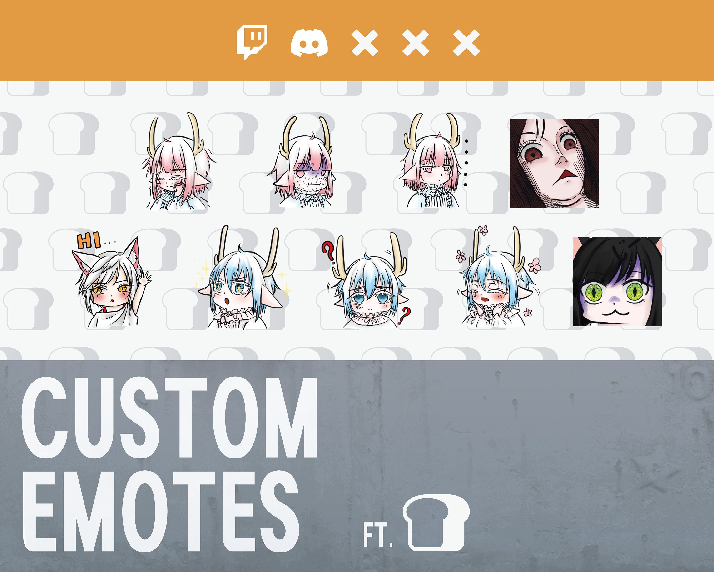 Animated Vtuber Custom Emotes Badges Emojis Pack twitch - Etsy