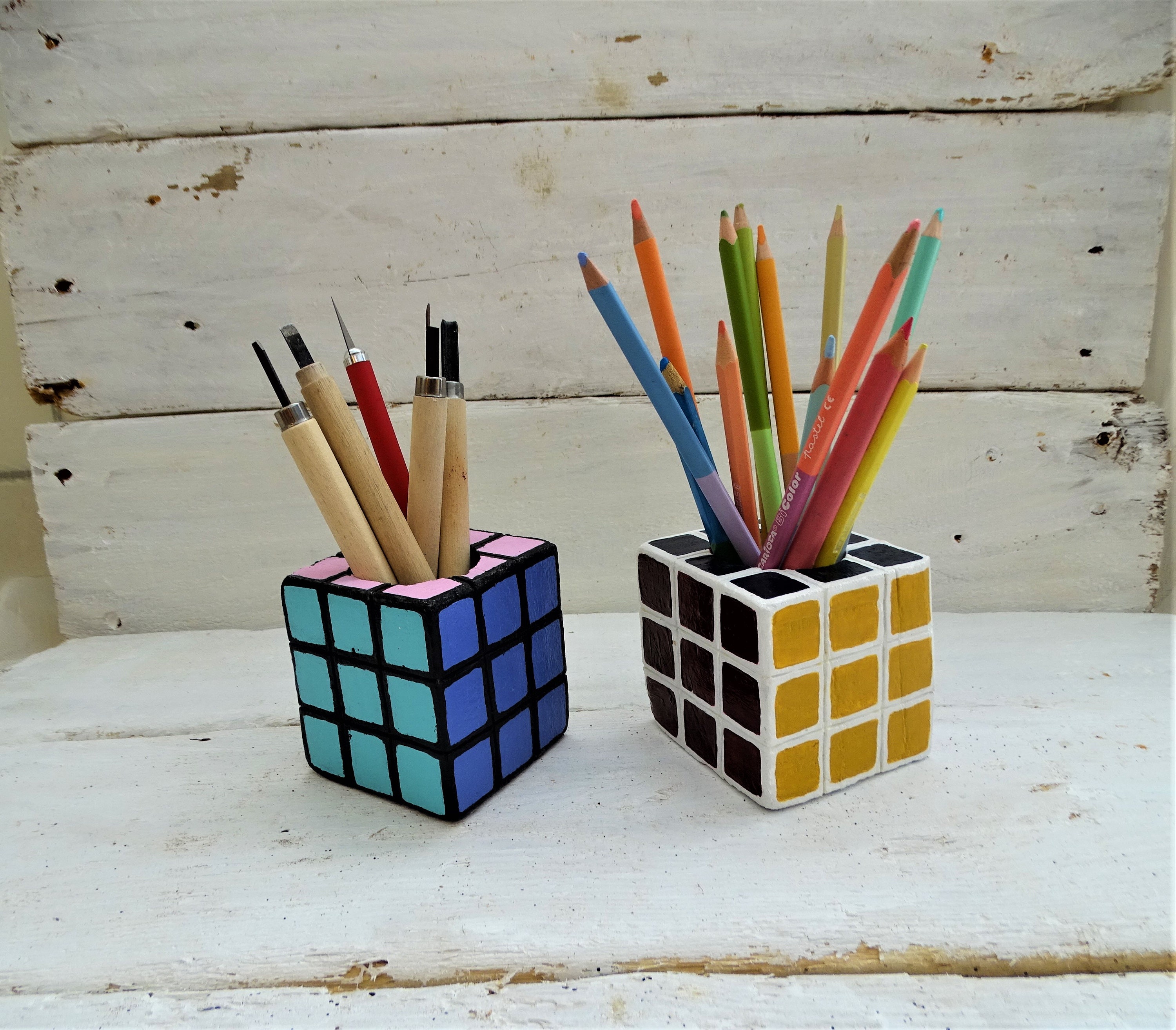 Office & School Supplies SET 2#/Cubic Pen holder made of natural ...