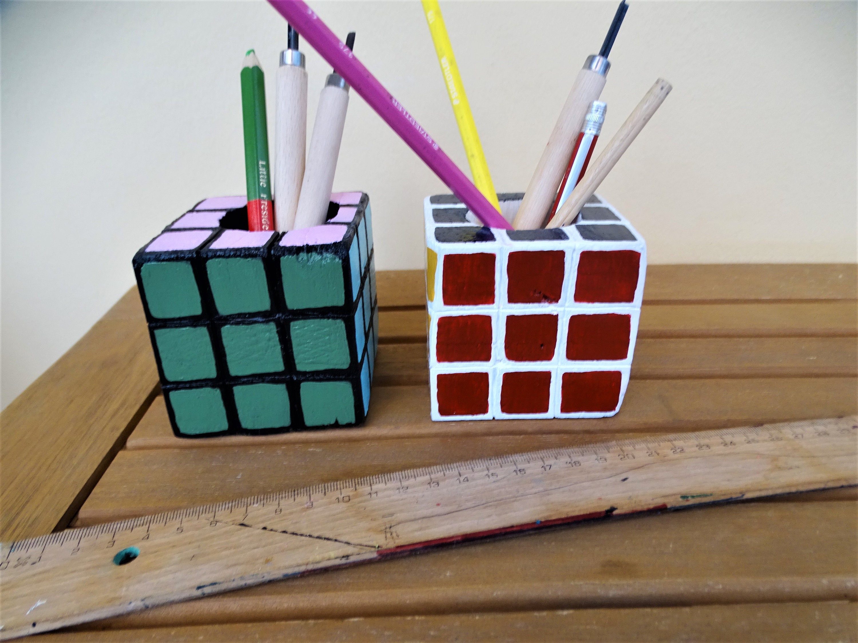 Office & School Supplies SET 2#/Cubic Pen holder made of natural ...