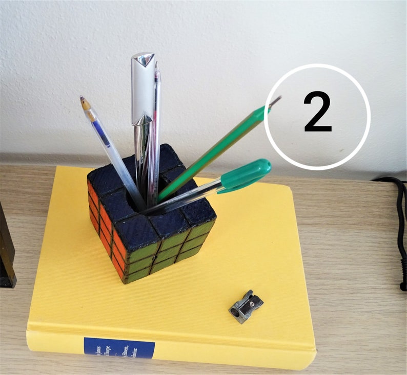 Office & School Supplies SET 2#/Cubic Pen holder made of natural ...