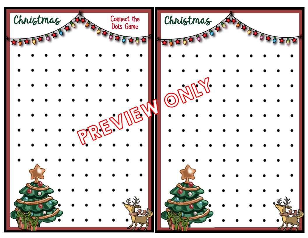 Christmas Holiday Printable Dot to Dot Square Game, Gift, Party Favor ...