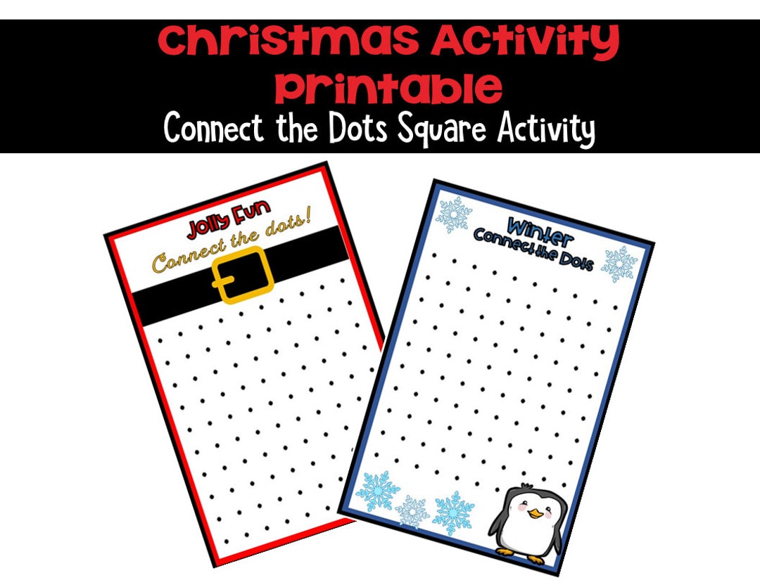 Christmas Holiday Printable Dot to Dot Square Game, Gift, Party Favor ...