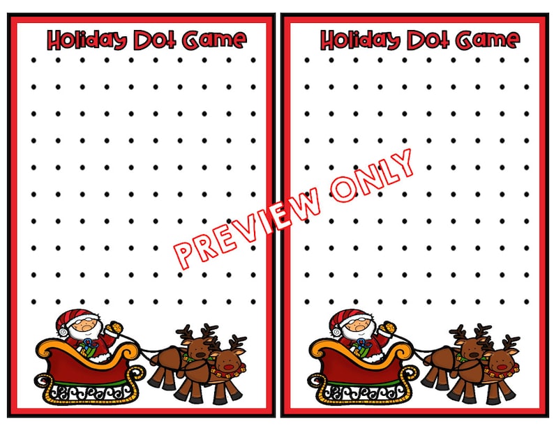 Christmas Holiday Printable Dot to Dot Square Game, Gift, Party Favor ...