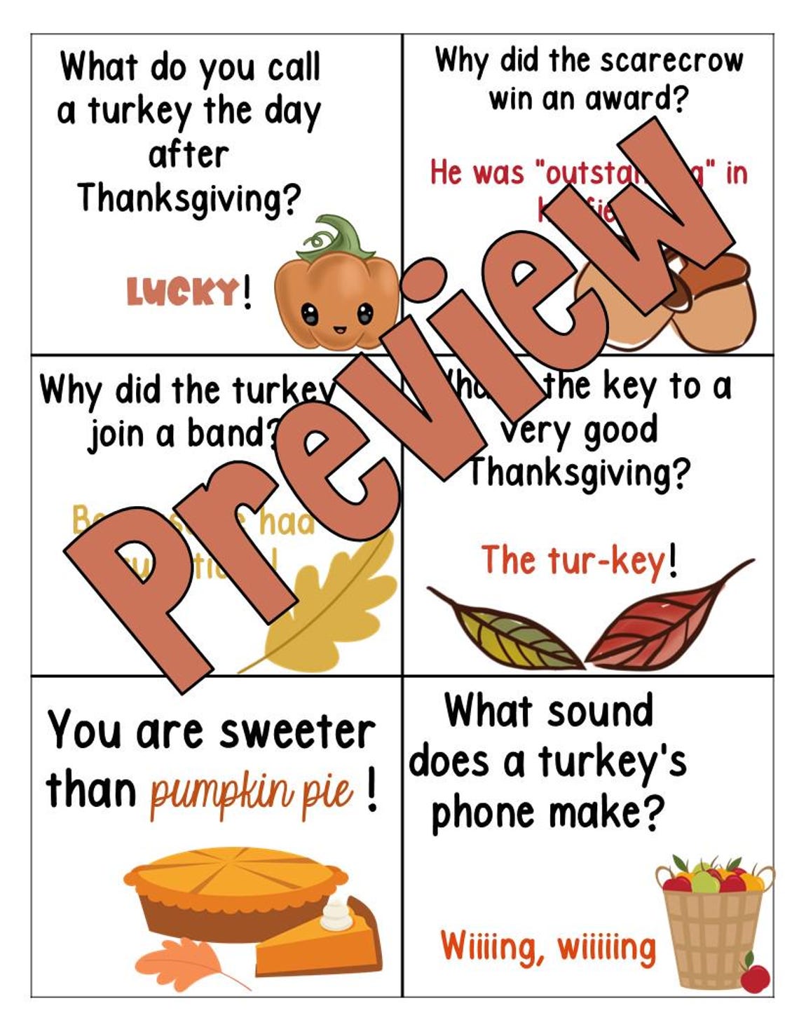 Thanksgiving Lunch Box Notes - Printable Lunch Box Notes November ...