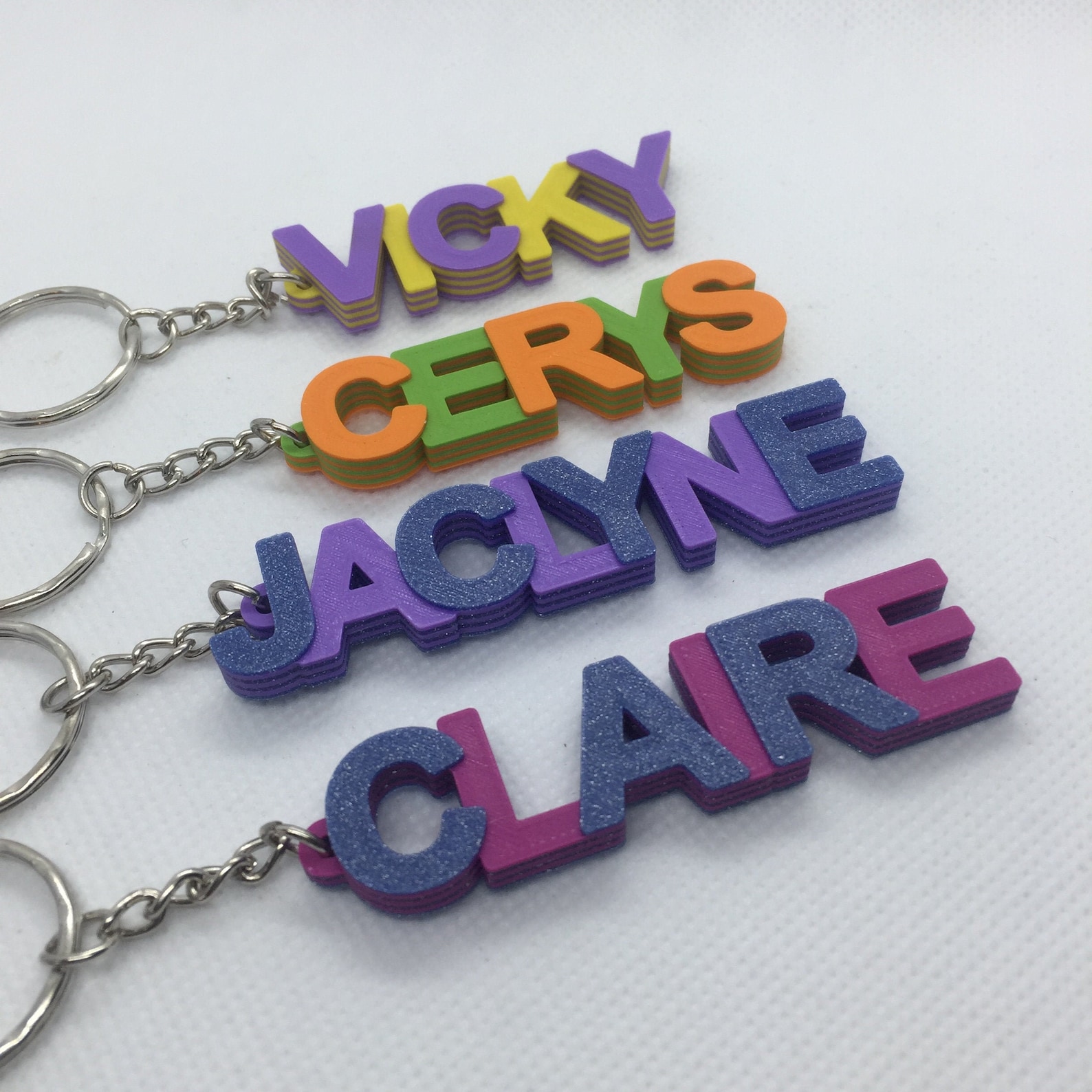 Multi-colour Personalised Keyring 3D Printed Keychain Gifts | Etsy UK