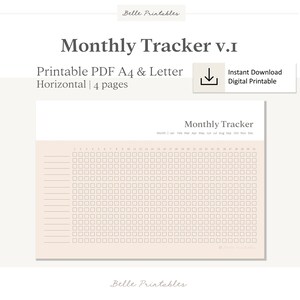Monthly Tracker V1 Habit Tracker Digital Printable Daily Habits Chart ...