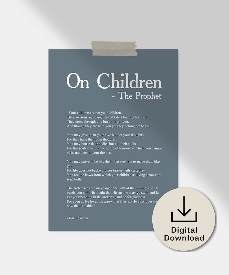 On Children Kahlil Gibran the Prophet Poem Print, Baby Shower Gift ...