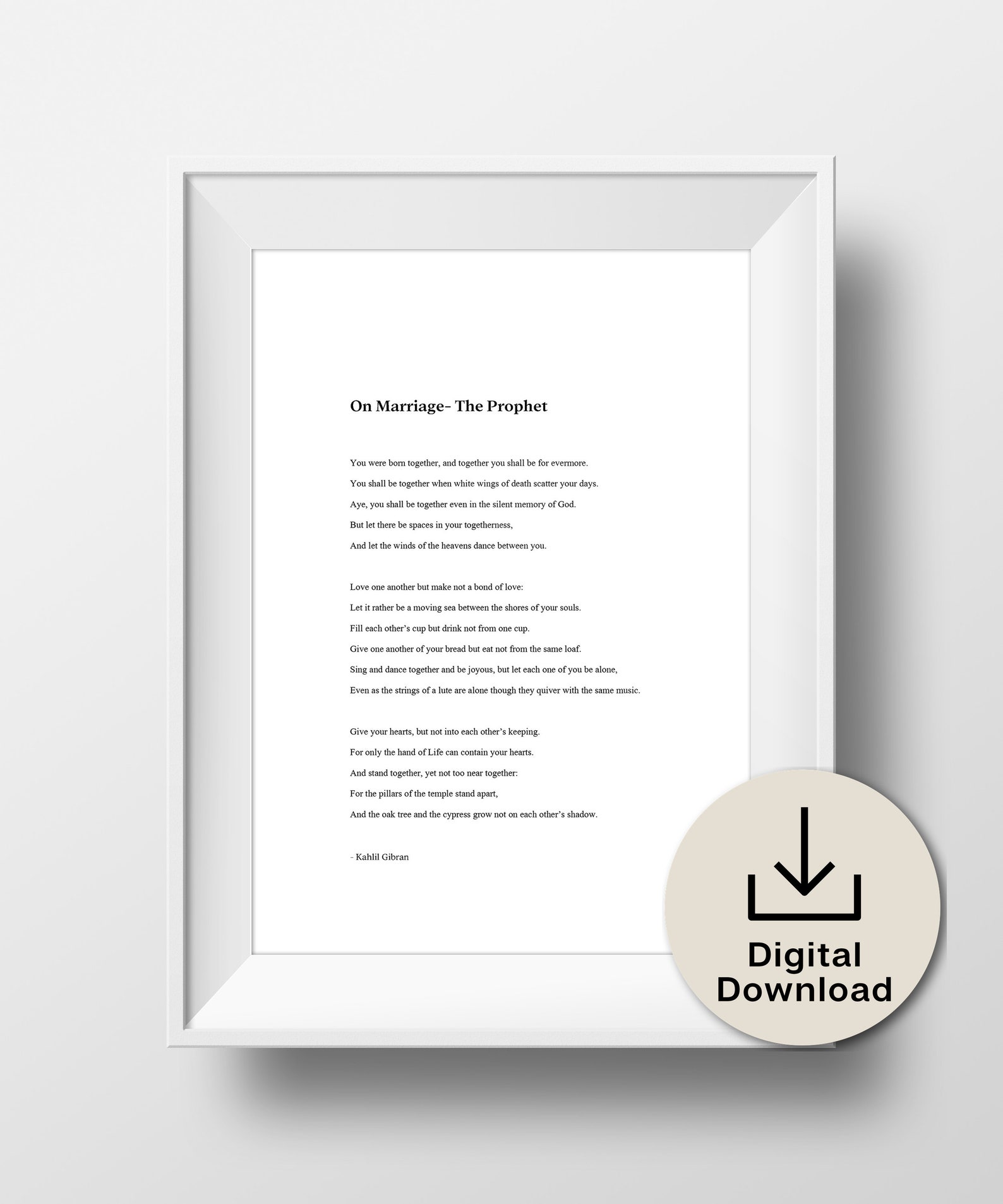 On Marriage Kahlil Gibran the Prophet Poem Print - Etsy