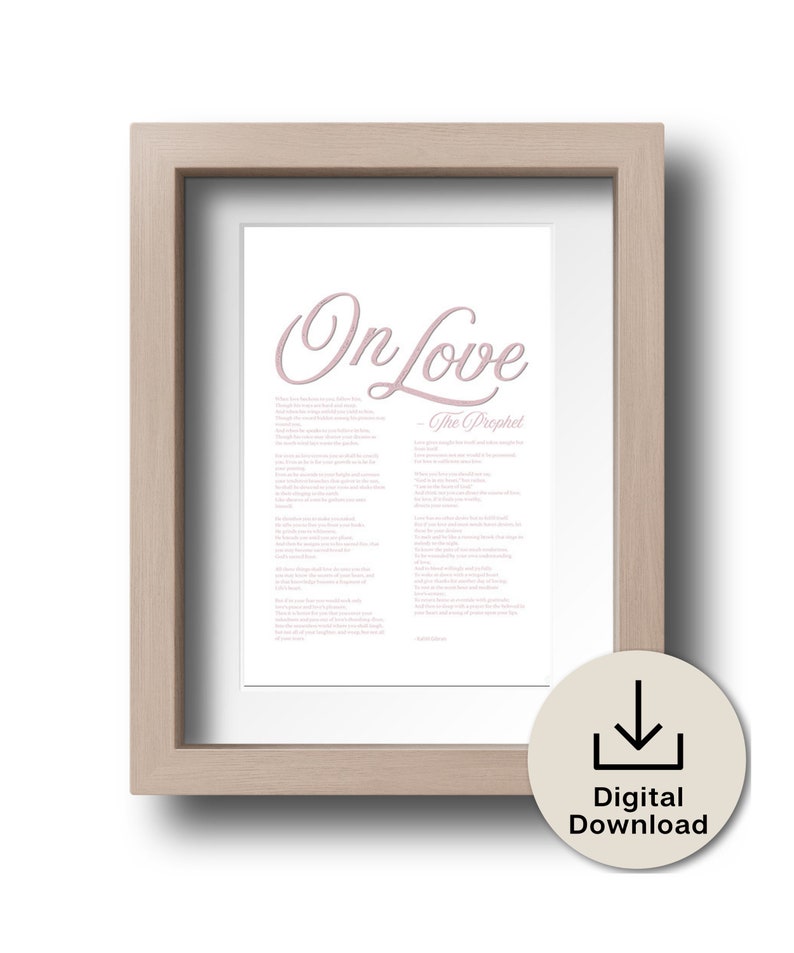 On Love Kahlil Gibran the Prophet Poem Print, Inspirational ...
