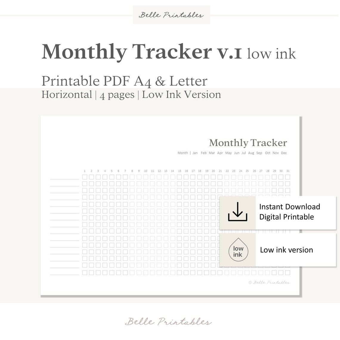 Monthly Tracker V1 Value Bundle | Habit Tracker | Digital Printable ...
