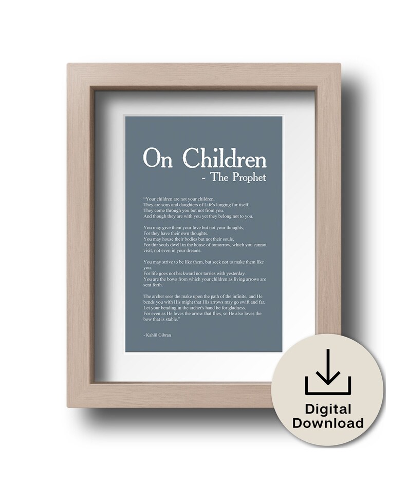 On Children- Kahlil Gibran [the Prophet] Poem Print, Baby Shower Gift ...