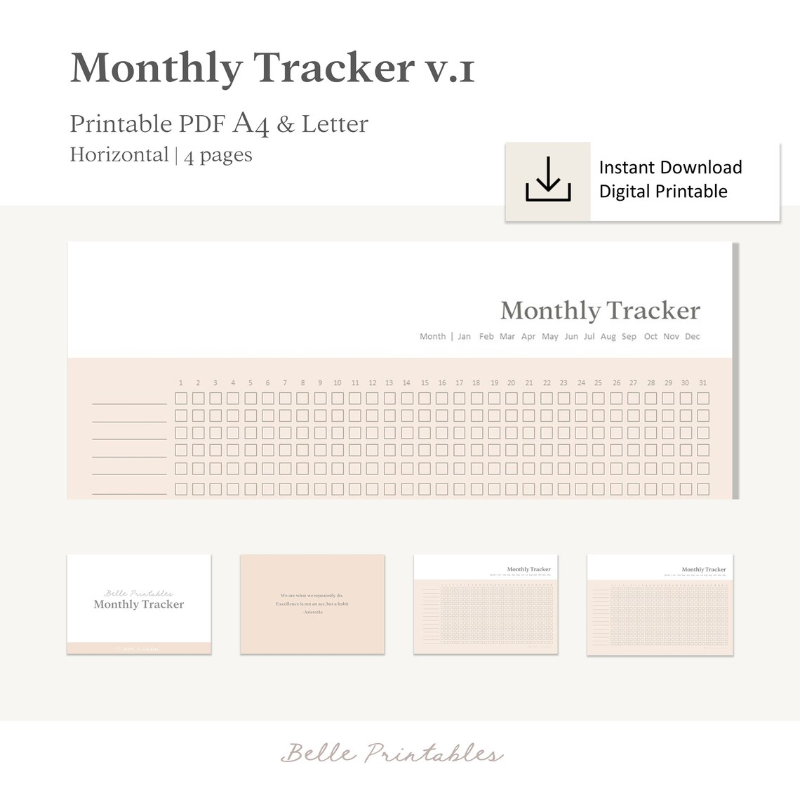 Monthly Tracker V1 Value Bundle | Habit Tracker | Digital Printable ...