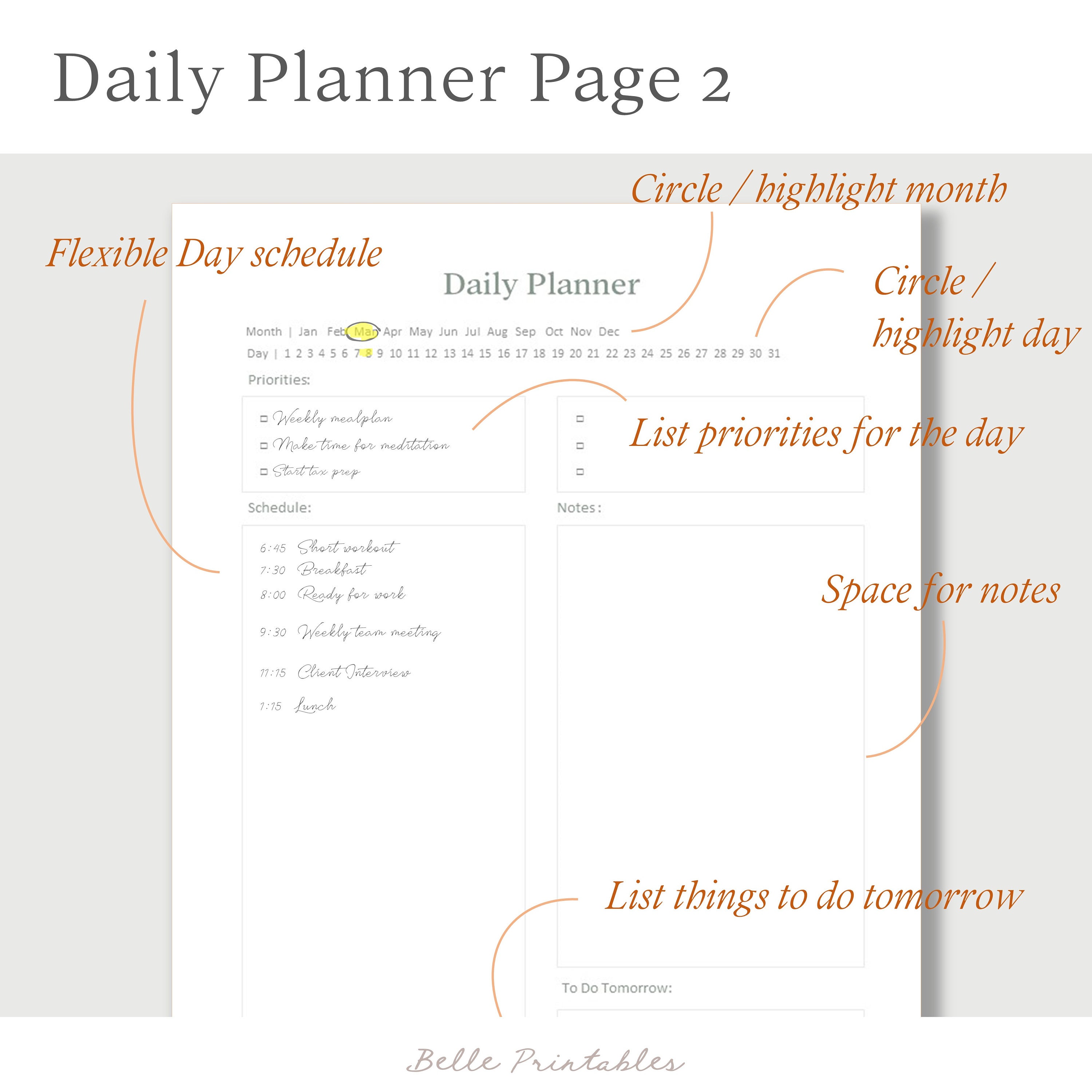 Daily Planner Printable V2 Low Ink Minimalistic Design Day - Etsy New ...