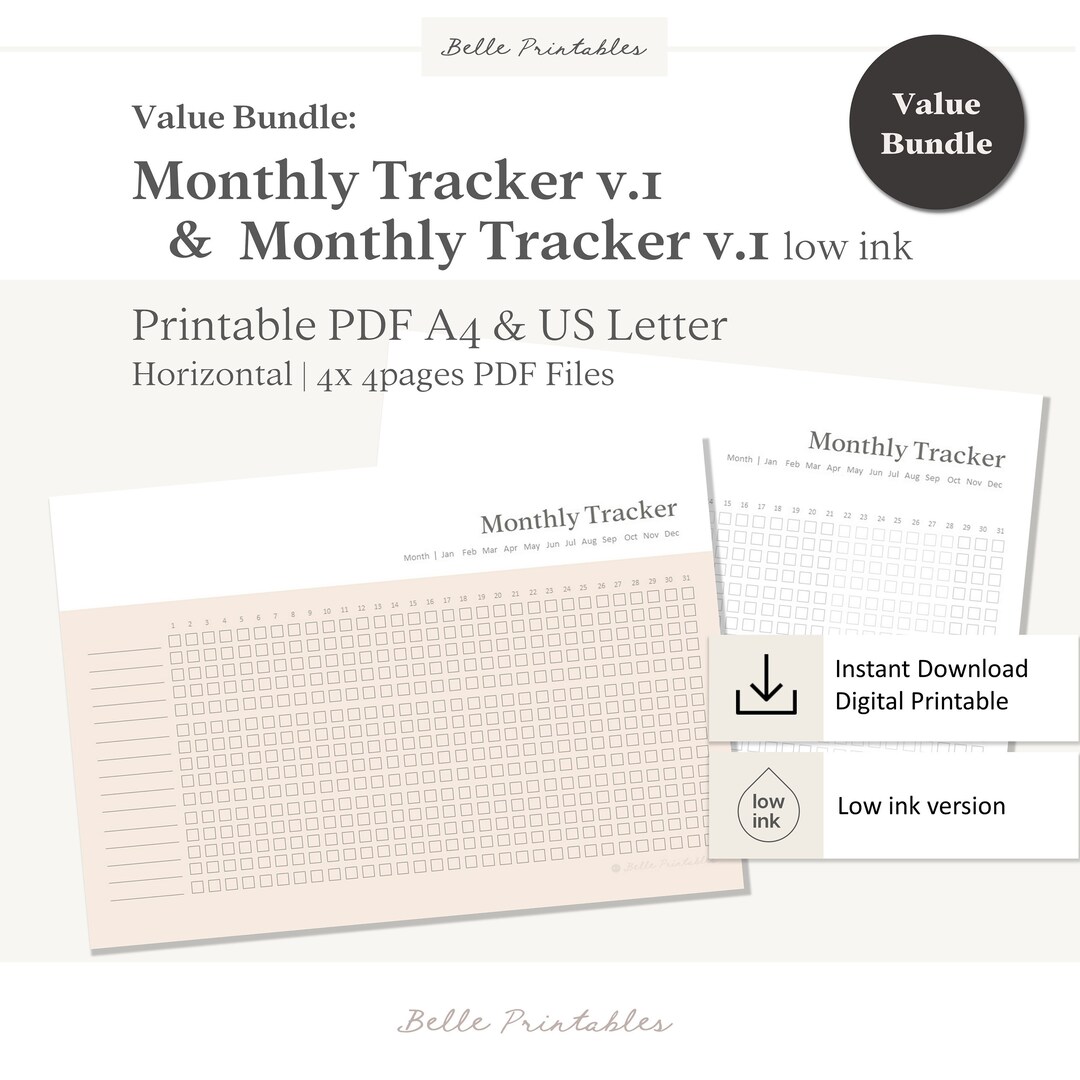 Monthly Tracker V1 Value Bundle | Habit Tracker | Digital Printable ...