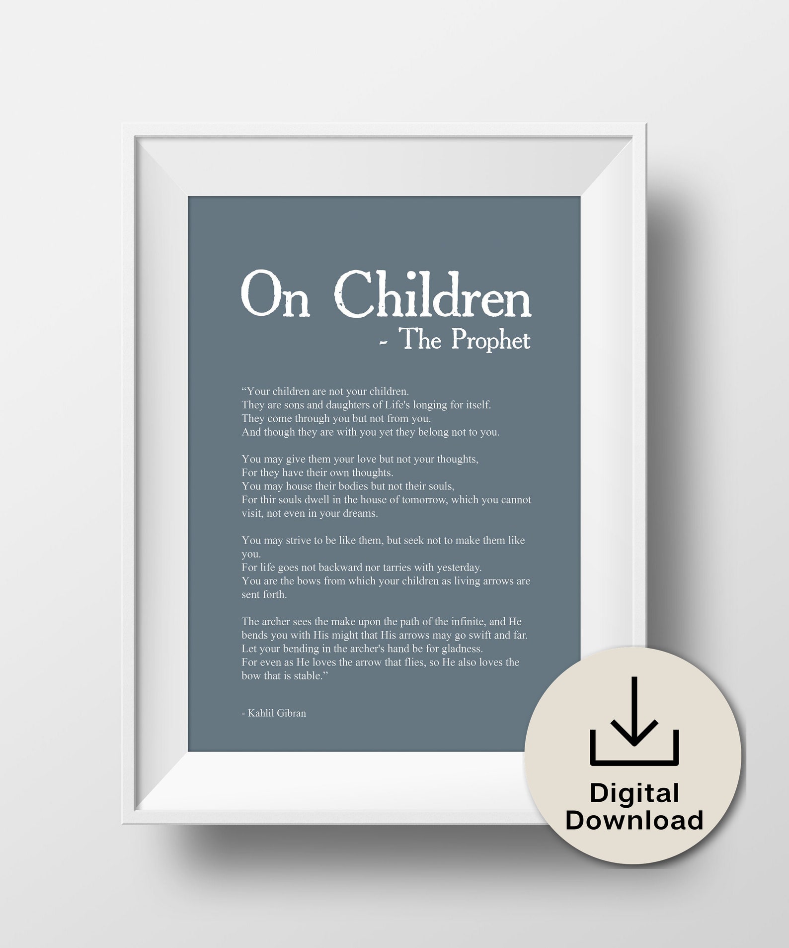 On Children Kahlil Gibran the Prophet Poem Print, Baby Shower Gift ...