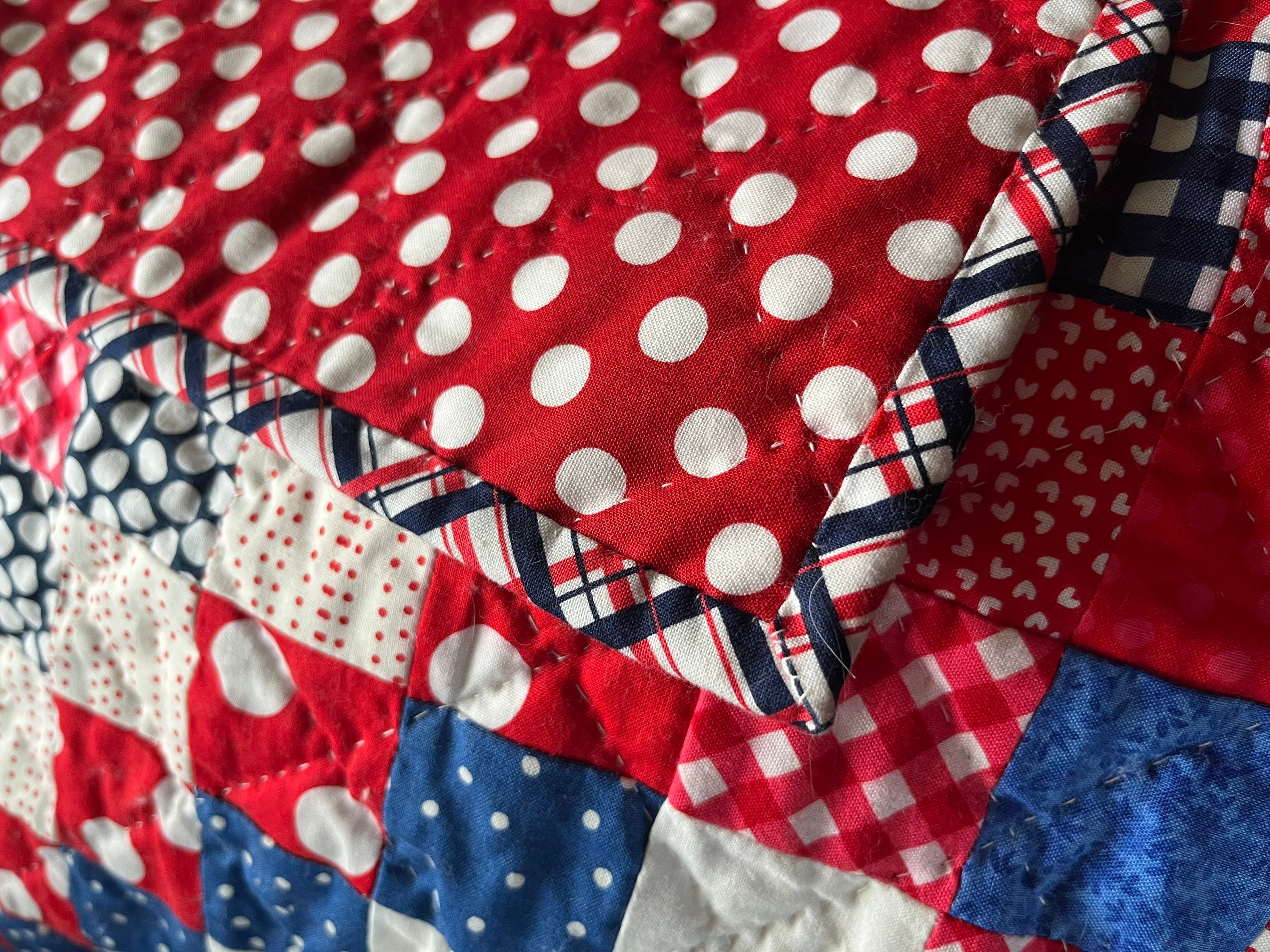 Red, White and Blue Hand Quilted Quilt for Holiday or Baby - Etsy