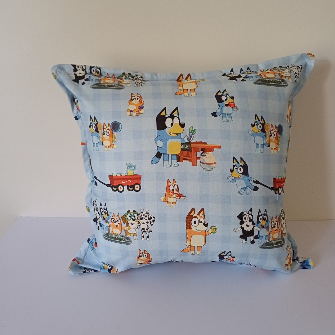 Bluey Cushion/cotton Fabric/gingham/includes Inner Green Insert/36cm X ...