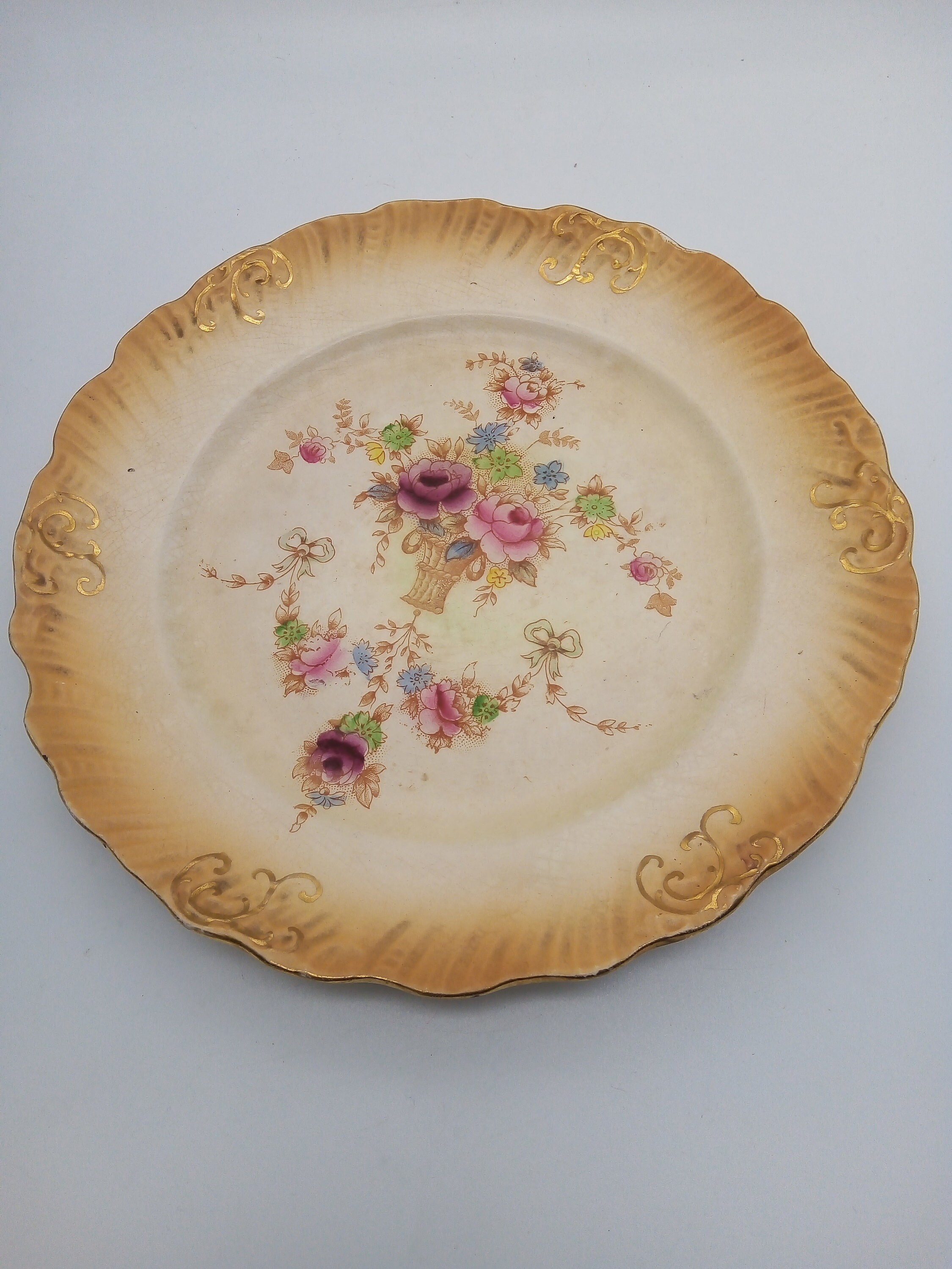 Antique Crown Devon Blush Floral Draining Bowl Fielding Pattern 9 " and ...