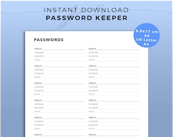 Editable Password Tracker Printable Password Log Editable - Etsy