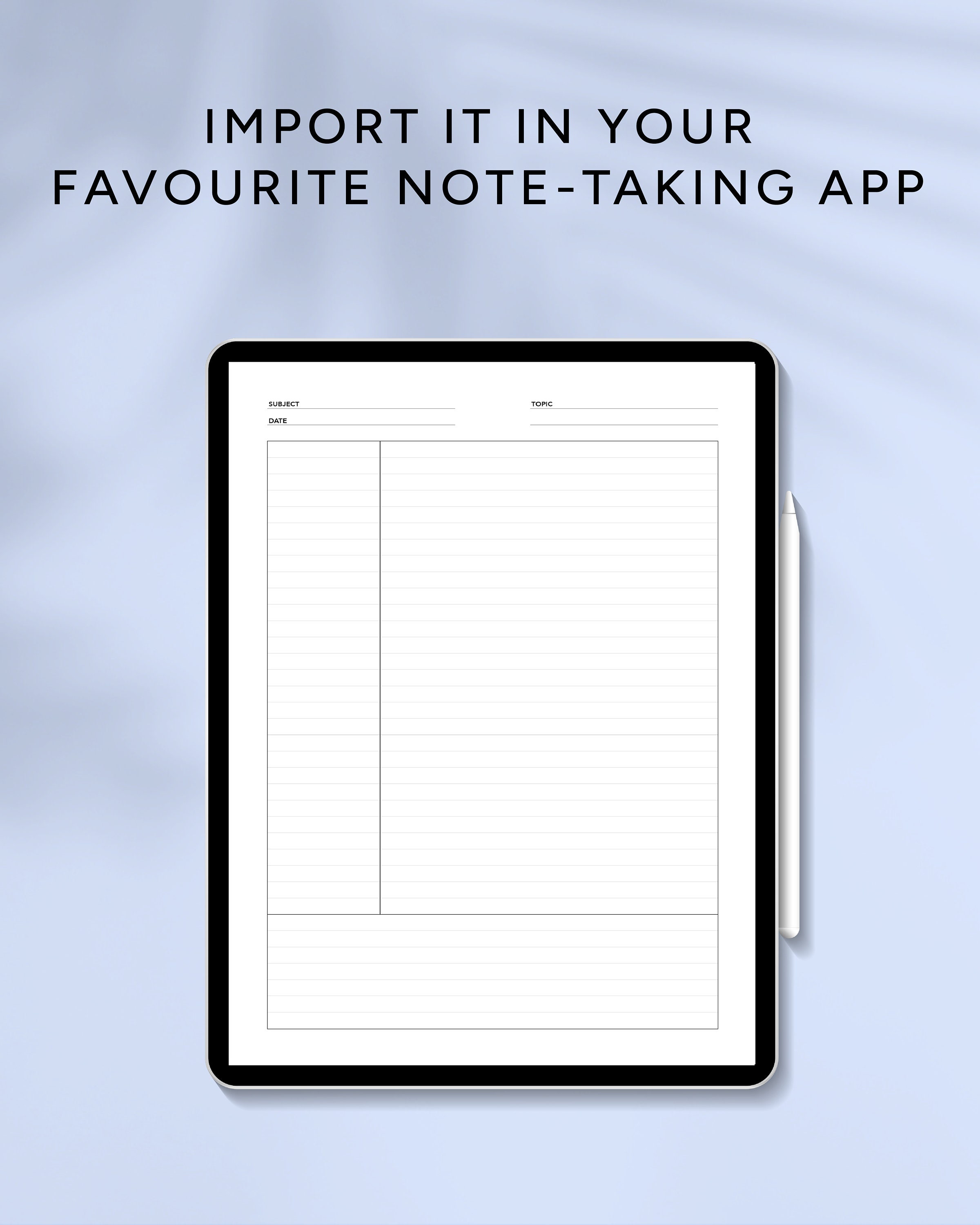 Cornell Notes Printable Study Planner Worksheets Study Organizer Sheets ...
