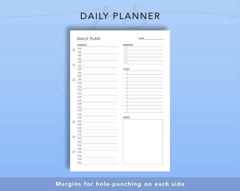 Daily Planner Printable, Half Hour Daily Planner, Daily Schedule, Day ...