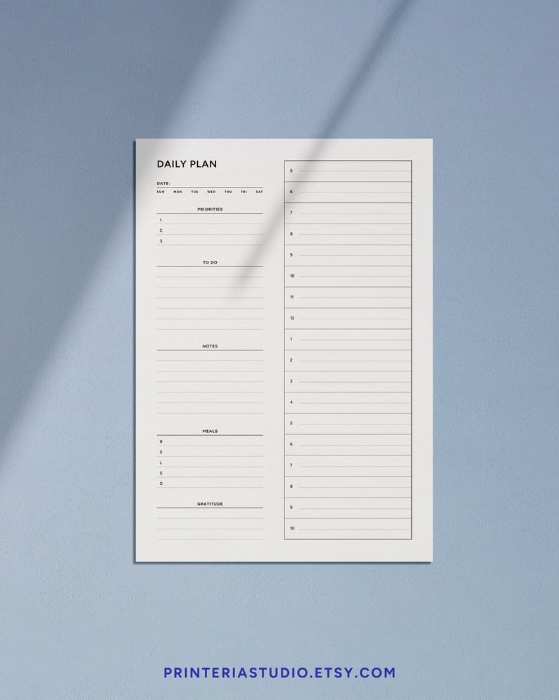 Daily Planner Printable, Daily Schedule, Day Planner, Productivity ...