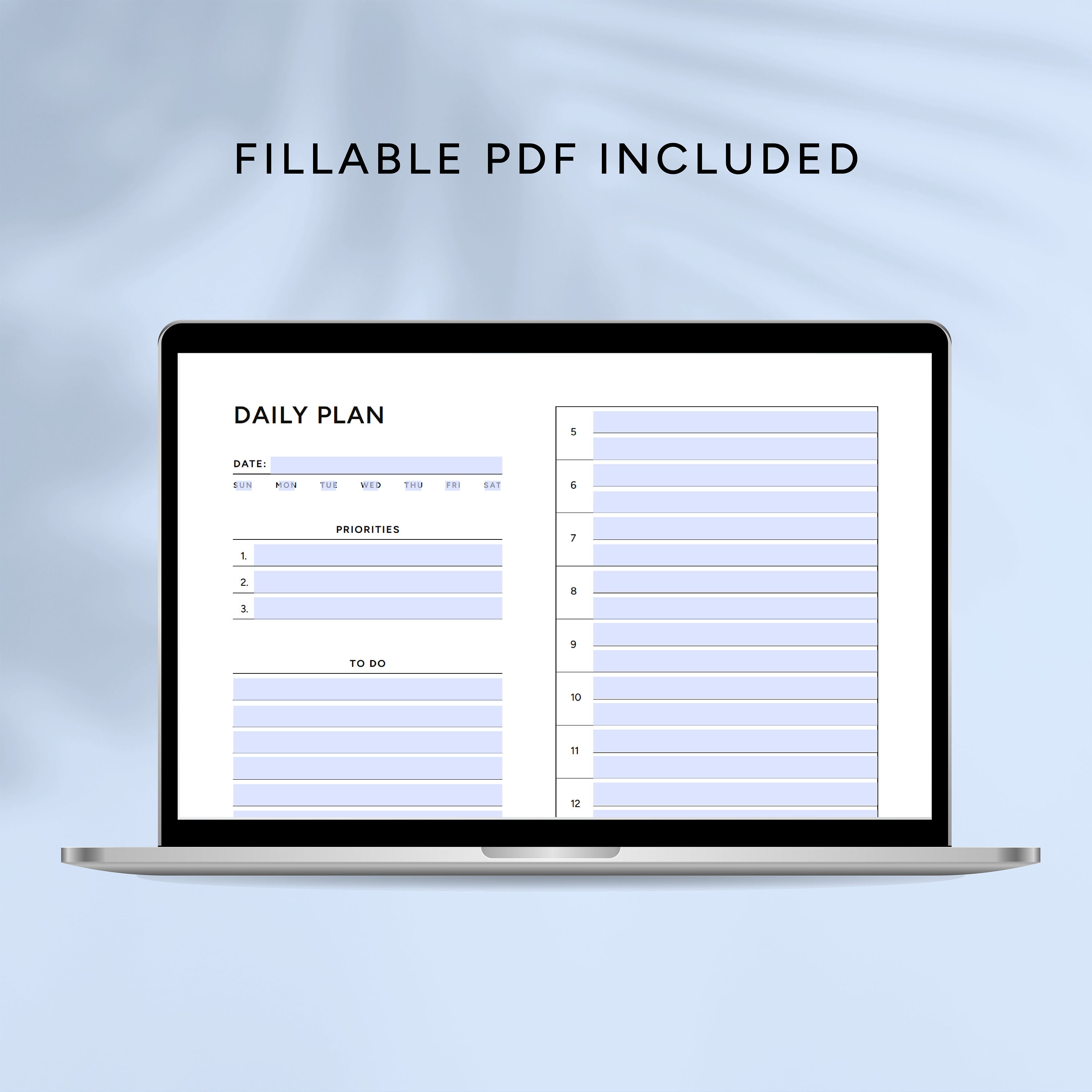 Daily Planner Printable, Daily Schedule, Day Planner, Productivity ...