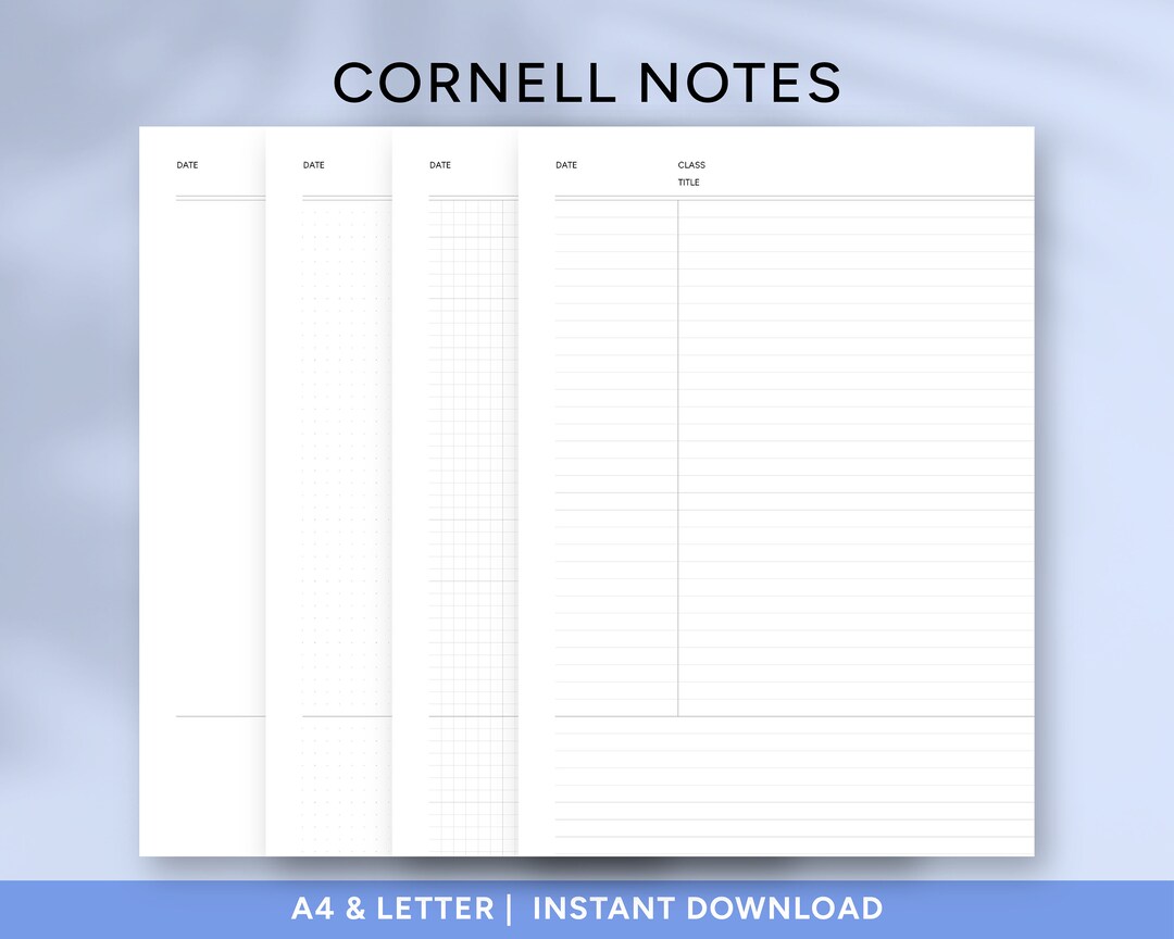 Cornell Notes Printable Study Planner Worksheets Study Organizer Sheets ...