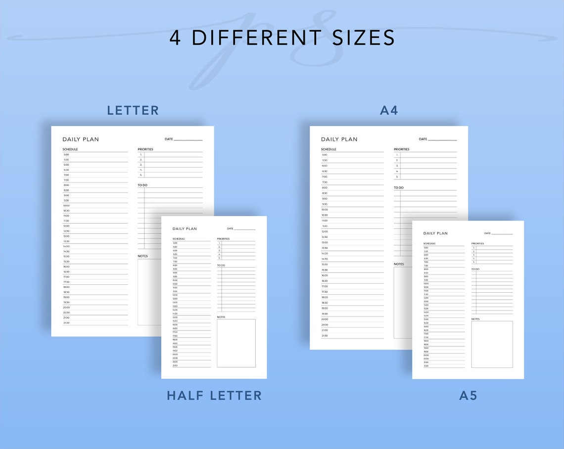 Daily Planner Printable, Half Hour Daily Planner, Daily Schedule, Day ...