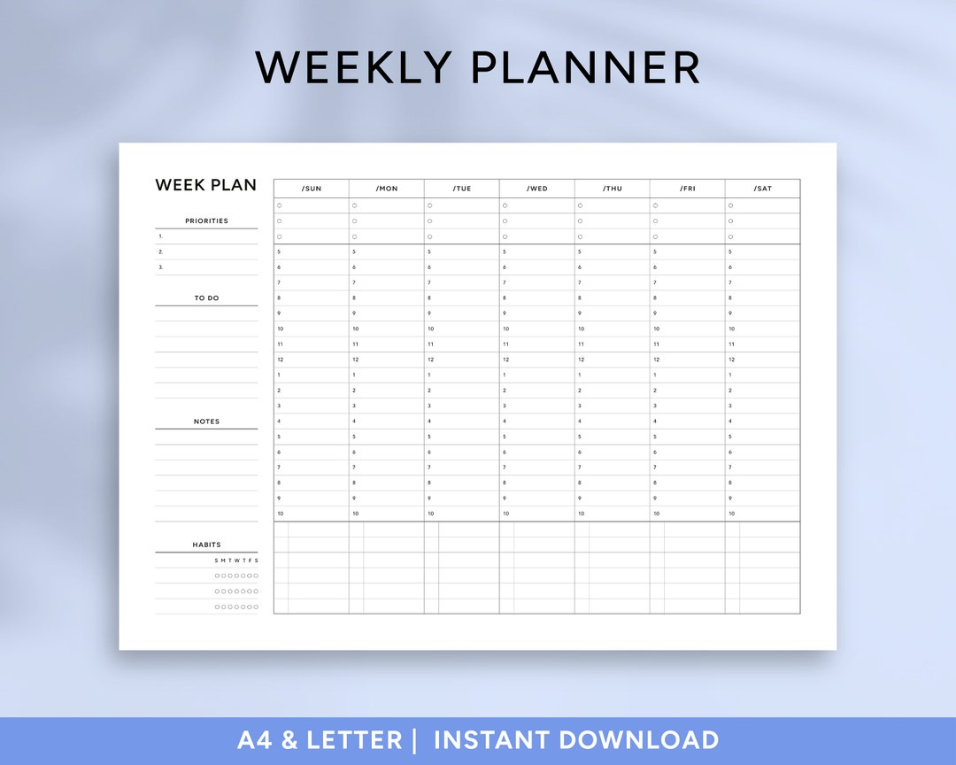Printable Weekly Planner Organize Your Weekly Schedule Agenda ...
