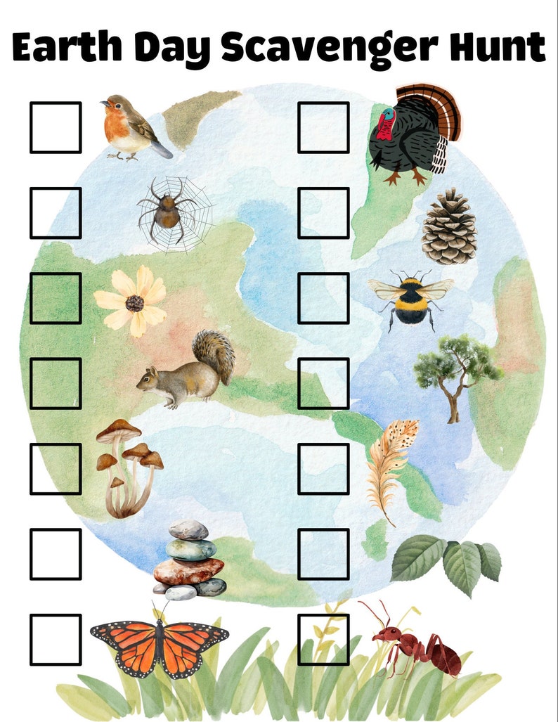 Earth Day Scavenger Hunt FREE Printable - Etsy
