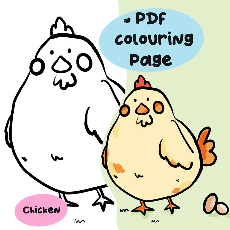Farm Animal Colouring Pages Printable PDF for Kids & Adults Chicken ...