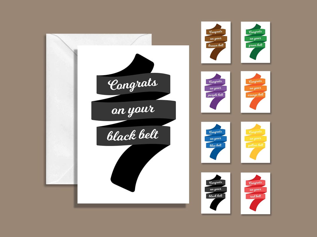 All Belt Colors! Congratulations Martial Arts Belt Promotion Greeting ...
