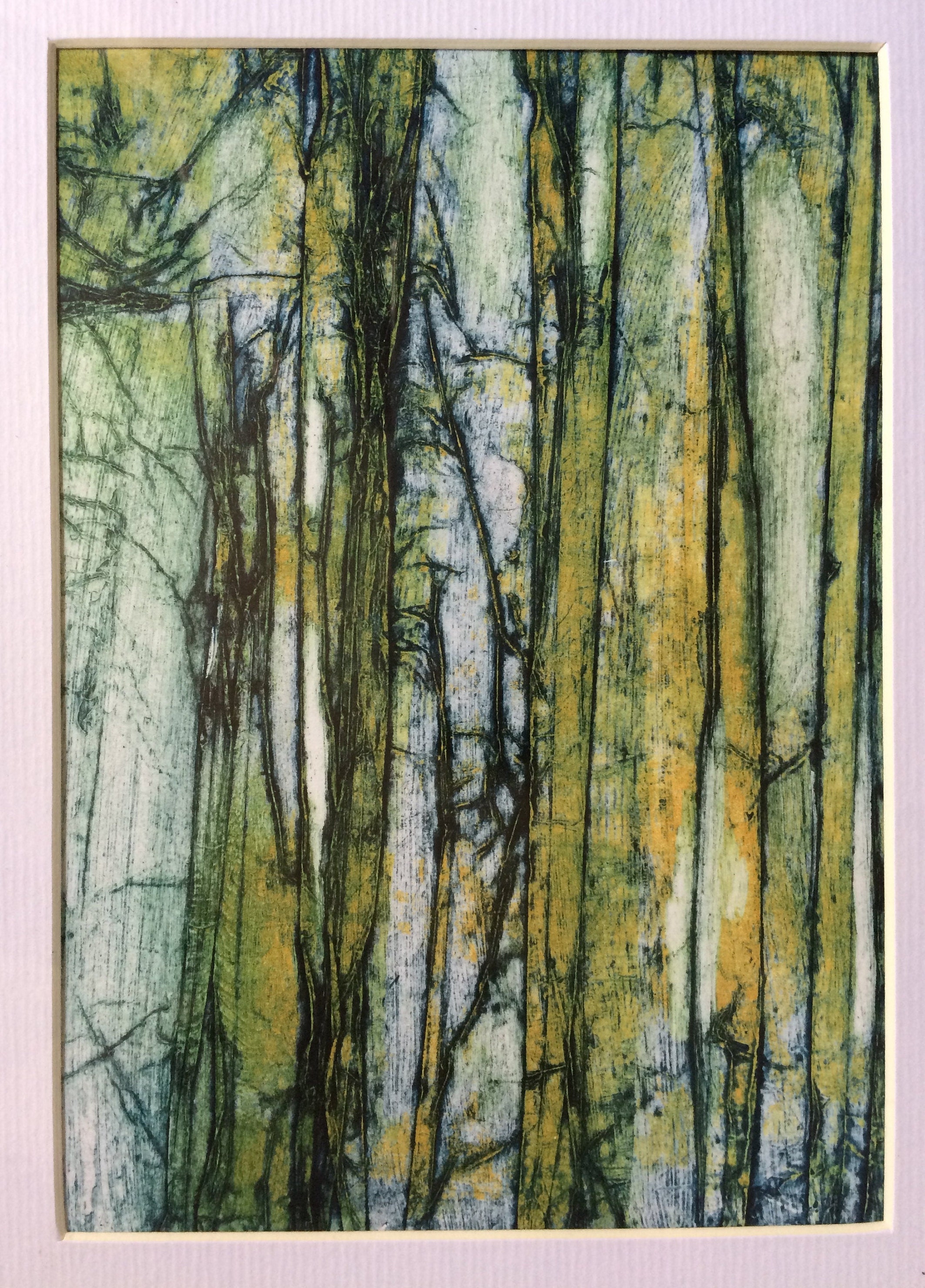 Original Collagraph Print, Tree Art, Abstract Landscape, 5 X 7 Inches ...
