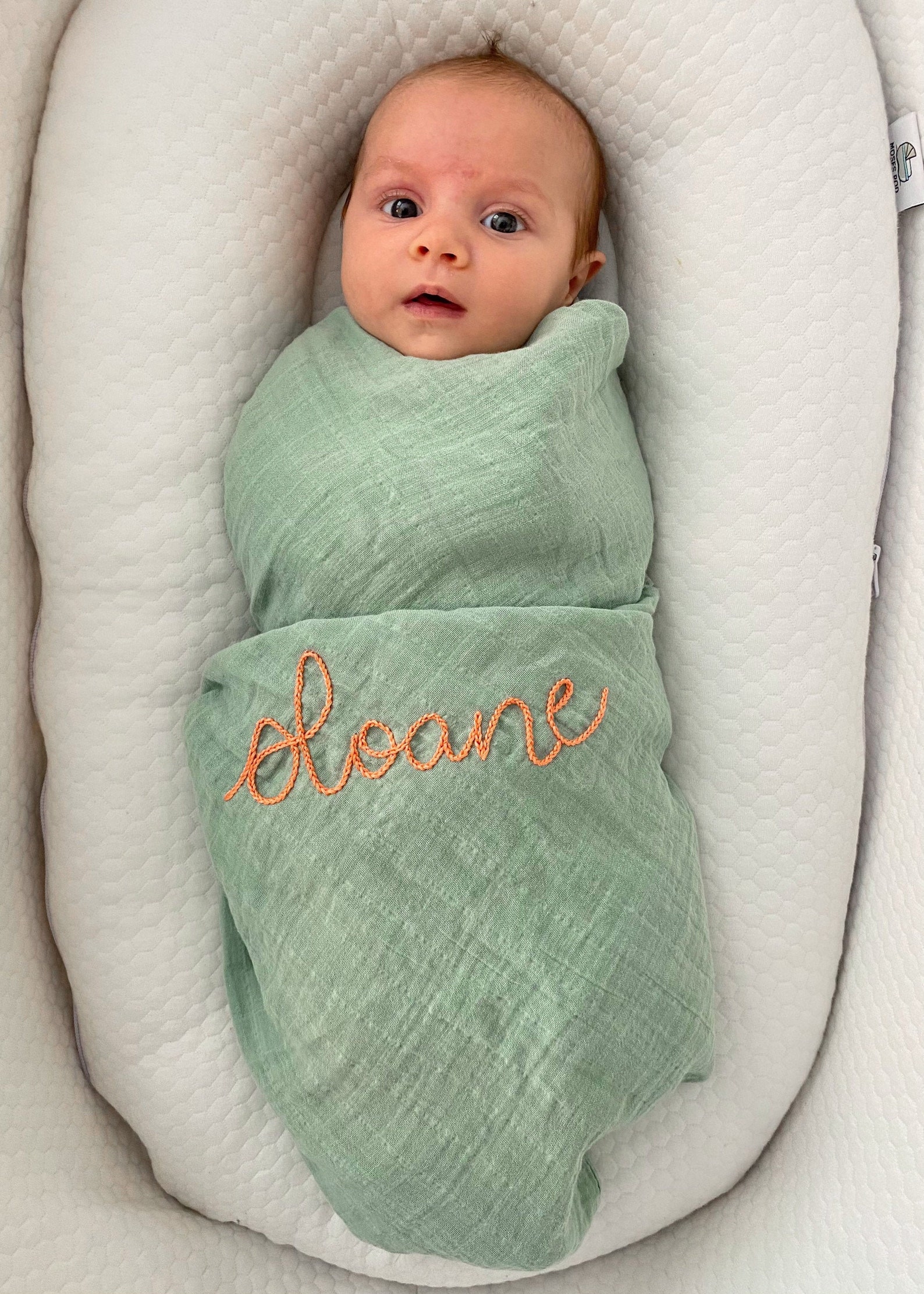 Hand Embroidered Baby Swaddle // Personalized Monogram Muslin | Etsy