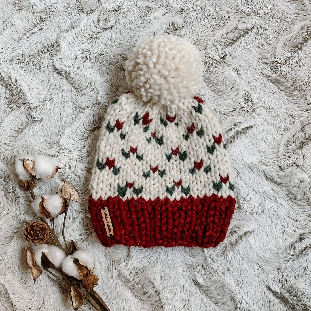 Hawthorne Berry Hat// Custom Holly Berry Hand Knit Beanie // Infant ...