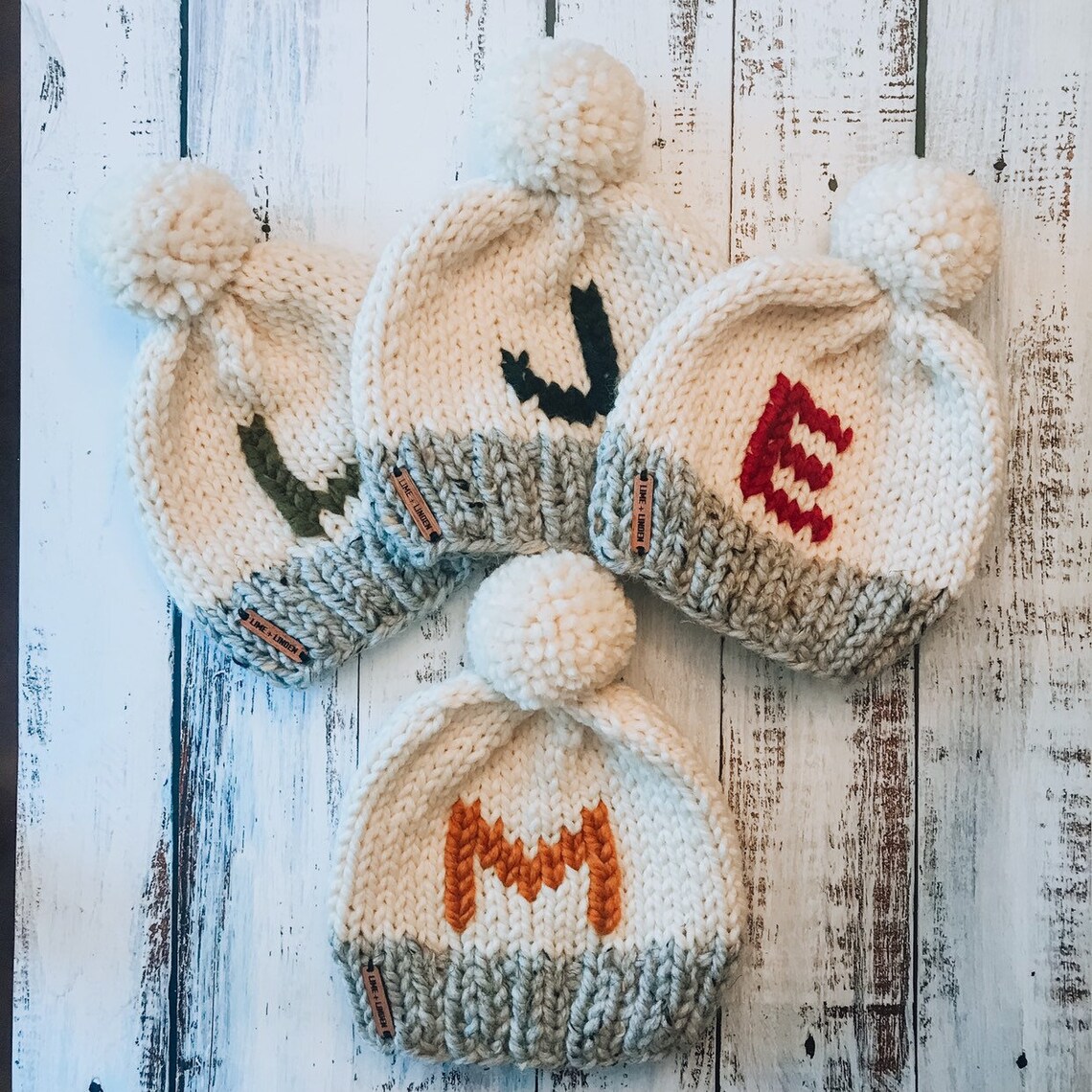 Monogram Knit Beanie With Pom Pom: Custom Letter Hawthorne Hat - Etsy