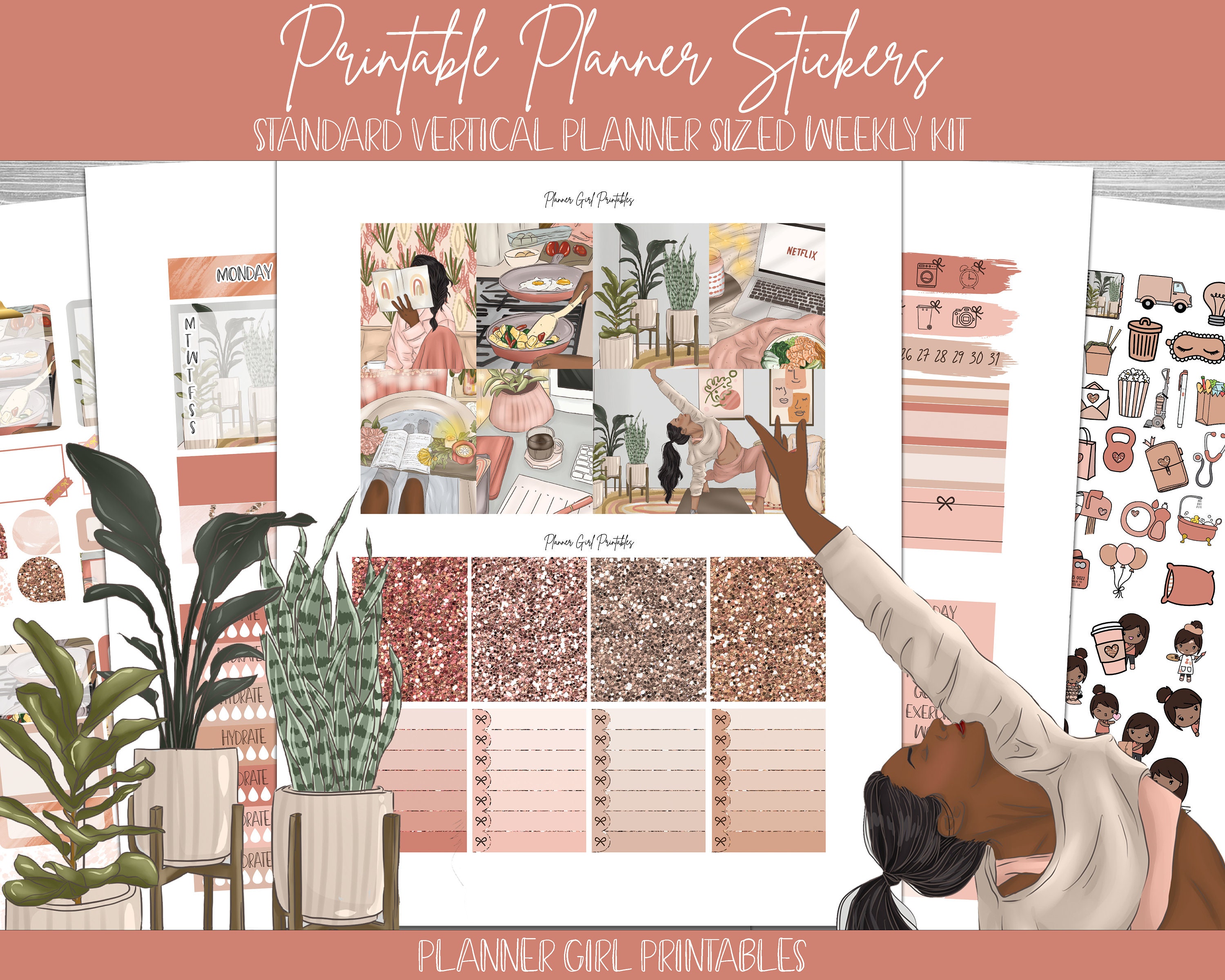 PRINTABLE Standard Vertical Planner Stickers Weekly Kit Stay at Home ...